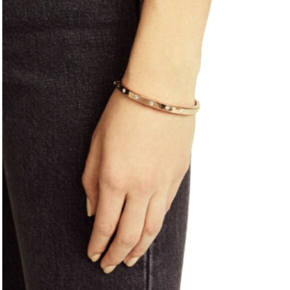 Jewelry | Kate Spade Set In Stone Bracelet Hinged Bangle Pave Clear Crystal Gold Tone | Poshmark